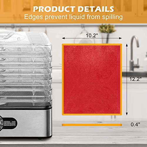 4PCS Silicone Dehydrator Sheets Dehydrator Mats with Edge for Fruit Leather Liquid Fruits Meat Vegetables Herbs,Avkast Non-stick Dehydrator Trays with Silicone Scraper Compatible with Cosori CP267-FD