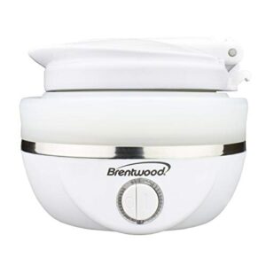 Brentwood KT-1508W Dual Voltage 120/220 Volt 0.8 Liter Collapsible-Travel Kettle, White