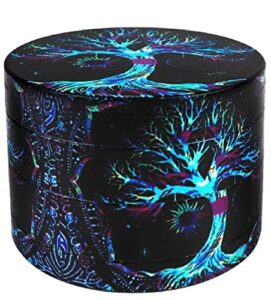 large grinder, 2.5 inch tree of life sun moon galaxy grinder- herb grinder, (blue tree)