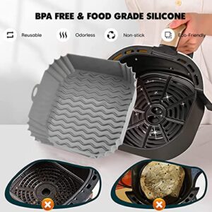 molveo 4 Pack Air Fryer Silicone Liners | 8.5inch Reusable Air Fryer Silicone Basket and Air Fryers Silicone Mat Silicone Pot for 4 to 7 QT for Air Fryer Inserts for Oven Accessories (Gray & Pink)