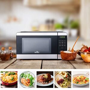 Willz WLCMV207S2-07 Countertop Small Microwave Oven with 6 Preset Cooking Programs Interior Light LED Display, 0.7 Cu.Ft, Stainless Steel