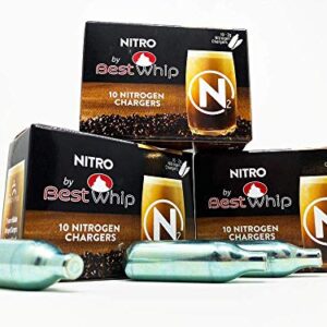 Nitrogen Chargers – N2 Cartridges NITRO by Best Whip Cartridges – Coffee Cold Brew Nitro – Non-threaded Nitrogen Chargers – 2 gram Chargers