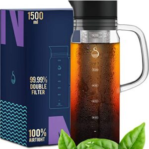 sambangan cold brew coffee maker iced coffee maker ice tea maker glass airtight - 1.5l/51oz