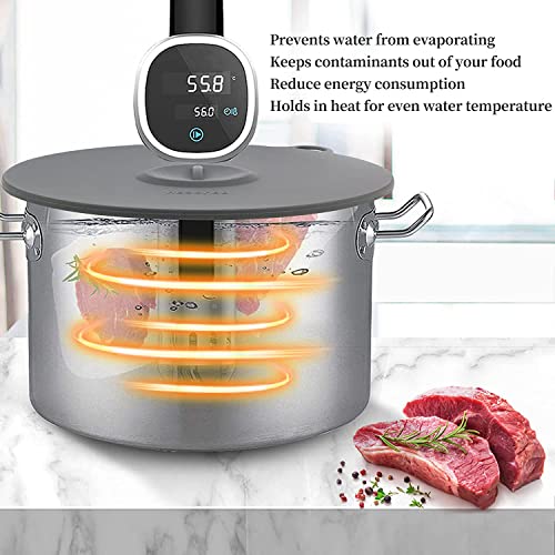 Hescred Sous Vide Precision Cooker Silicone Lids, Fits up to 11 pot, Compatible with Anova Culinary Sous Vide Precision Cookers, Prevent Water Evaporation and Retain Flavor (Gray)