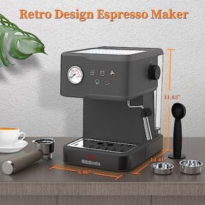 MAttinata Espresso Machine, Professional 20 Bar Espresso Maker with Milk Frother and Steamer, Retro Coffee Maker for Home Latte Cappuccino for Cappuccino Latte Gifts