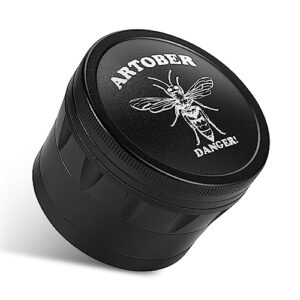 artober herb grinder, 2.5 inch aluminium spice grinder (black)