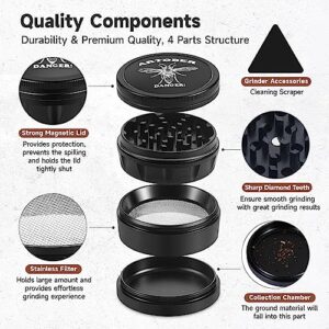 Artober Herb Grinder, 2.5 inch Aluminium Spice Grinder (Black)