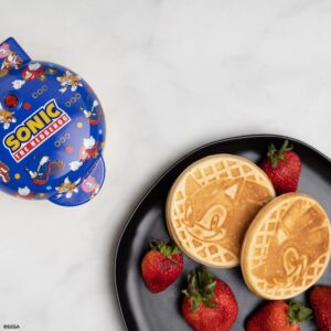 uncanny brands sonic the hedgehog mini waffle maker - sega kitchen appliance