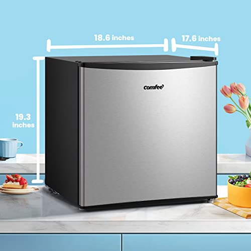 COMFEE' 1.7 Cubic Feet All Refrigerator Flawless Appearance/Energy Saving/Adjustale Legs/Adjustable Thermostats for home/dorm/garage Silver