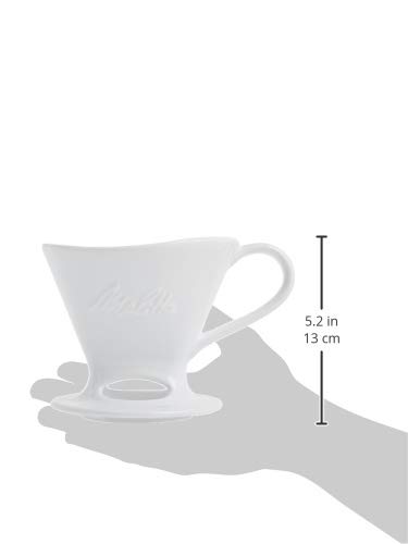 Melitta 1 Cup Porcelain Pour-Over Cone Coffeemaker, Glossy White