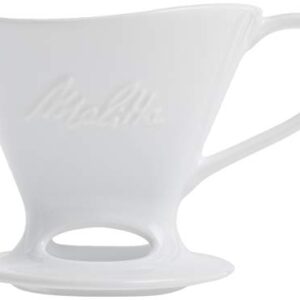 Melitta 1 Cup Porcelain Pour-Over Cone Coffeemaker, Glossy White