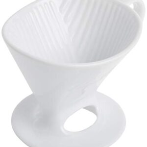 Melitta 1 Cup Porcelain Pour-Over Cone Coffeemaker, Glossy White