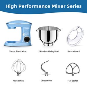 9.5 Qt Stand Mixer, 10-Speed Tilt-Head Food Mixer, Vezzio 660W Kitchen Electric Mixer with Stainless Steel Bowl, Dishwasher-Safe Attachments for Most Home Cooks (Blue)