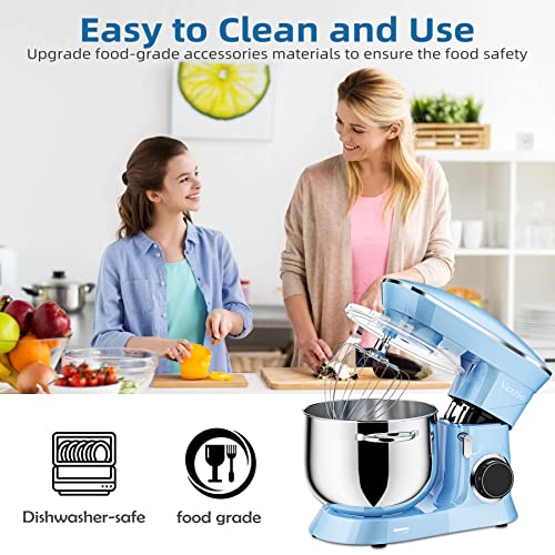 9.5 Qt Stand Mixer, 10-Speed Tilt-Head Food Mixer, Vezzio 660W Kitchen Electric Mixer with Stainless Steel Bowl, Dishwasher-Safe Attachments for Most Home Cooks (Blue)