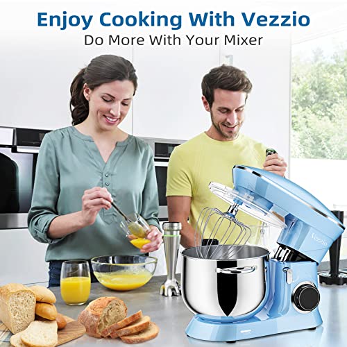 9.5 Qt Stand Mixer, 10-Speed Tilt-Head Food Mixer, Vezzio 660W Kitchen Electric Mixer with Stainless Steel Bowl, Dishwasher-Safe Attachments for Most Home Cooks (Blue)