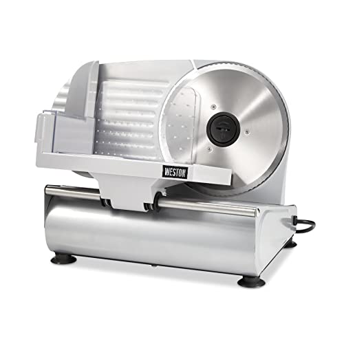 Weston Electric Meat Cutting Machine, Deli & Food Slicer, Adjustable Slice Thickness, Non-Slip Suction Feet, Removable 7.5" Stainless Steel Blade, Easy to Clean (61-0750-W)