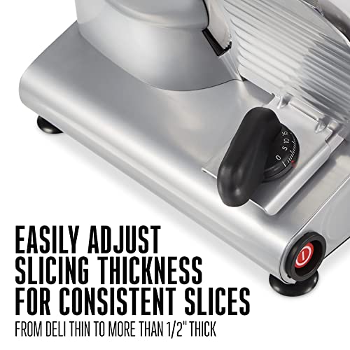 Weston Electric Meat Cutting Machine, Deli & Food Slicer, Adjustable Slice Thickness, Non-Slip Suction Feet, Removable 7.5" Stainless Steel Blade, Easy to Clean (61-0750-W)