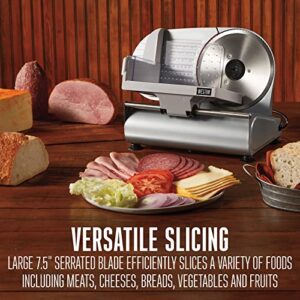 Weston Electric Meat Cutting Machine, Deli & Food Slicer, Adjustable Slice Thickness, Non-Slip Suction Feet, Removable 7.5" Stainless Steel Blade, Easy to Clean (61-0750-W)