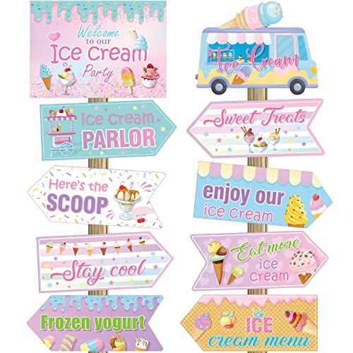 20 Pcs Ice Cream Party Decorations Ice Cream Party Sign Ice Cream Birthday Party Decorations Ice Cream Party Supplies Ice Cream Theme Party Decorations Street Photo Prop Cutouts for Home Party Decor