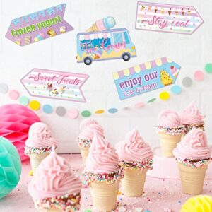 20 Pcs Ice Cream Party Decorations Ice Cream Party Sign Ice Cream Birthday Party Decorations Ice Cream Party Supplies Ice Cream Theme Party Decorations Street Photo Prop Cutouts for Home Party Decor