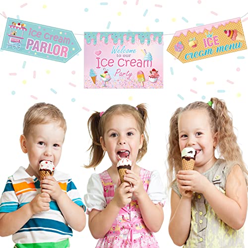 20 Pcs Ice Cream Party Decorations Ice Cream Party Sign Ice Cream Birthday Party Decorations Ice Cream Party Supplies Ice Cream Theme Party Decorations Street Photo Prop Cutouts for Home Party Decor