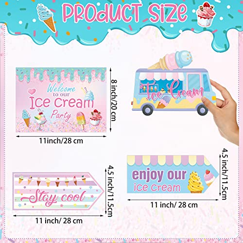 20 Pcs Ice Cream Party Decorations Ice Cream Party Sign Ice Cream Birthday Party Decorations Ice Cream Party Supplies Ice Cream Theme Party Decorations Street Photo Prop Cutouts for Home Party Decor