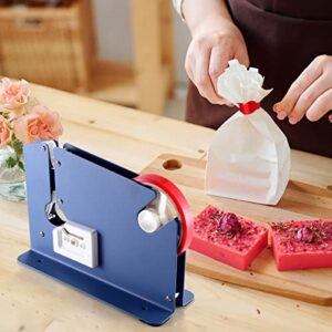 kimilus Steel Tape Bag Sealer with 2 Bag Sealing Tape, Plastic Bag Sealer Poly Bag Sealer for Meat Cake Bread Icing, Heavy Duty Metal Produce Bag Sealing Taper Dispenser