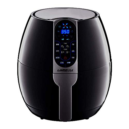 GoWISE USA 5-Quart Air Fryer with 8 Cook Presets + Recipe Book, Black, 5.0-Qt