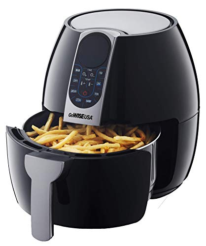 GoWISE USA 5-Quart Air Fryer with 8 Cook Presets + Recipe Book, Black, 5.0-Qt