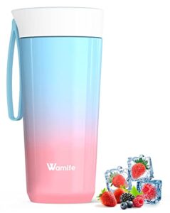 wamife portable blender, stainless steel personal blender for shakes and smoothies, rechargeable smoothie blender keep juice fresh and cold mini blender for travel sports