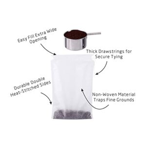 No Mess Cold Brew Bags, 60PCS Cold Brew Coffee Filters 6”x 10” Disposable French Press Filter Bags Fine Mesh Brewing Bags with Drawstring for Iced Coffee Maker Hot Tea in Mason Jar or Pitcher