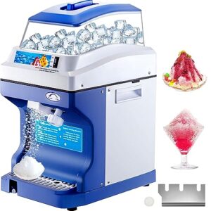 vevor 110v commercial ice shaver crusher 441lbs/h with 11lbs hopper, 300w tabletop electric snow cone maker 320 rpm rotate speed perfect for parties events snack bar