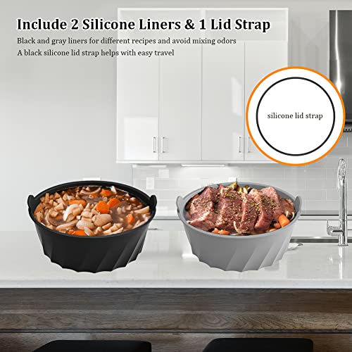 Silicone Crock Pot Liner for 6 Quart Reusable Slow Cooker Liners (Black and Gray) 2Pcs