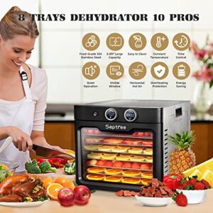 𝐒𝐞𝐩𝐭𝐫𝐞𝐞 Food Dehydrator for Jerky,8 Stainless Steel Dehydrator with 8.8ft² Drying Space, Food Dryer Machine for Meat, Fruit, Beef, Herbs, and Pet Food with Adjustable Timer and 190°F Temperature