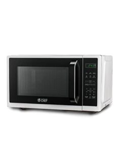 commercial chef small microwave 0.9 cu. ft. countertop microwave with digital display, white microwave & 10 power levels, outstanding portable microwave with convenient pull handle door