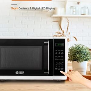 COMMERCIAL CHEF Small Microwave 0.9 Cu. Ft. Countertop Microwave with Digital Display, White Microwave & 10 Power Levels, Outstanding Portable Microwave with Convenient Pull Handle Door