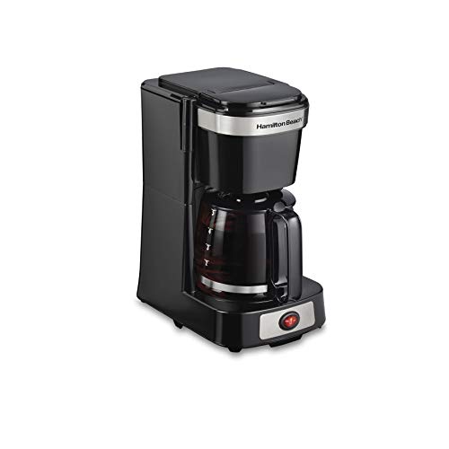 Hamilton Beach 5 Cup Compact Drip Coffee Maker, Works with Smart Plugs, Glass Carafe, Auto Pause and Pour, Black & Stainless Steel (46110)