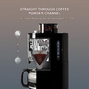 skyehomo 12 Cup Drip Coffee Maker with Built-In Burr Coffee Grinder, Programmable Coffee Machine with Timer, Glass Carafe, Reusable Filter, Warming Plate for Home and Office. 1.5L Water Tank