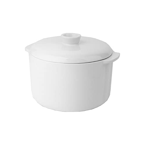 TAYAMA 1 Qt. White Mini Ceramic Stew Cooker with Pre-Settings and Built-In Timer, Small