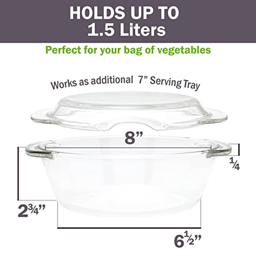 Microwave Glass Food Steamer, Microwave Vegetable Steamer, 100% Glass, Oven Safe Too | Plastic free, BPA free, silicone free