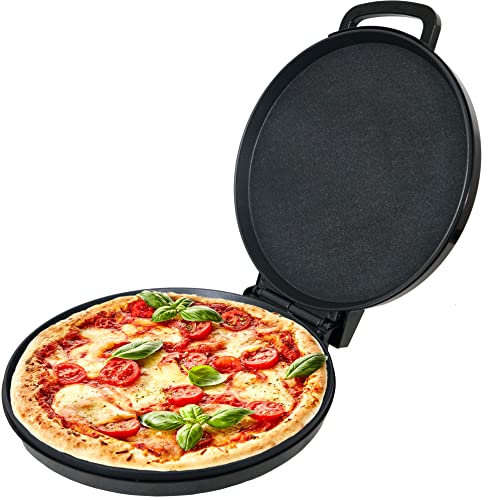 Courant Pizza Maker 12 inch Pizzas Machine, Newly improved Cool-touch Handle Non-Stick plates Pizza oven & Calzone Maker, Electric Countertop Oven for Home or School, 12” Indoor Grill/Griddle, Black