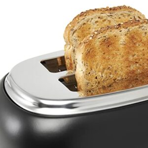 Haden Heritage Toaster, Wide Slot with Removable Crumb Tray and Settings (Black/Copper, 2 Slice)