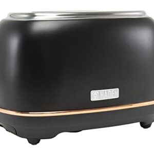 Haden Heritage Toaster, Wide Slot with Removable Crumb Tray and Settings (Black/Copper, 2 Slice)