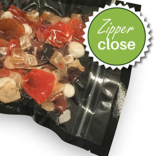 FoodVacBags Pint Zipper 6" X 10" Vacuum Seal Bags/Pouches - Black Back Clear Front (50 count) - Resealable