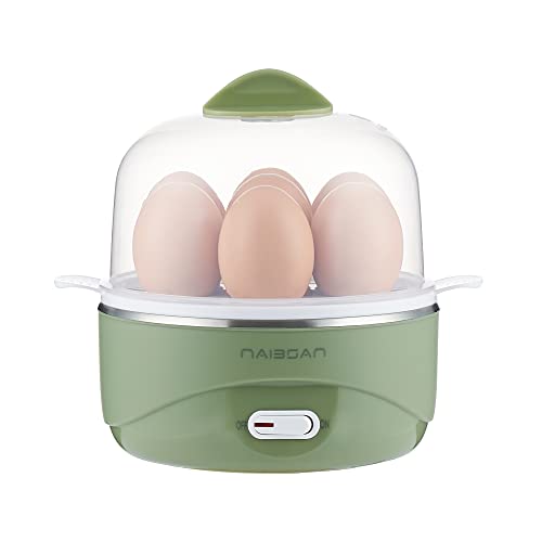 Naibson Rapid Electric Egg Cooker and Poacher with Auto Shut Off for Omelet, Soft, Medium and Hard Boiled Eggs - 7 Egg Capacity Tray, Single Stack, Green