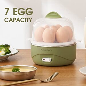 Naibson Rapid Electric Egg Cooker and Poacher with Auto Shut Off for Omelet, Soft, Medium and Hard Boiled Eggs - 7 Egg Capacity Tray, Single Stack, Green