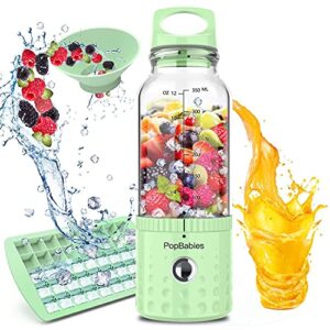 popbabies smoothie blender, portable blender and single-serve personal blender, blender to go updated version apple green