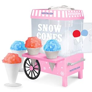 Nostalgia Vintage Countertop Snow Cone Maker Makes 20 ICY Treats Includes 2 Reusable Plastic Cups & Ice Scoop