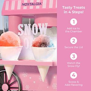 Nostalgia Vintage Countertop Snow Cone Maker Makes 20 ICY Treats Includes 2 Reusable Plastic Cups & Ice Scoop