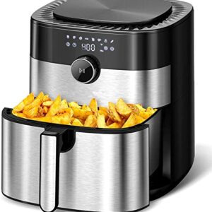 Air Fryer XL, 6 Quart Large Airfryer Oven with 8 Presets, 1750W Electric Hot Air Fryers Dual Control Oilless Cooker with LED Touch Screen and Non-Stick Basket Dishwasher Safe, Rapid Frying